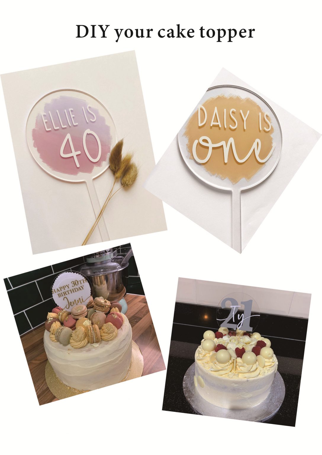 12PCS Round Clear Acrylic Cake Toppers - MeyaLove.com